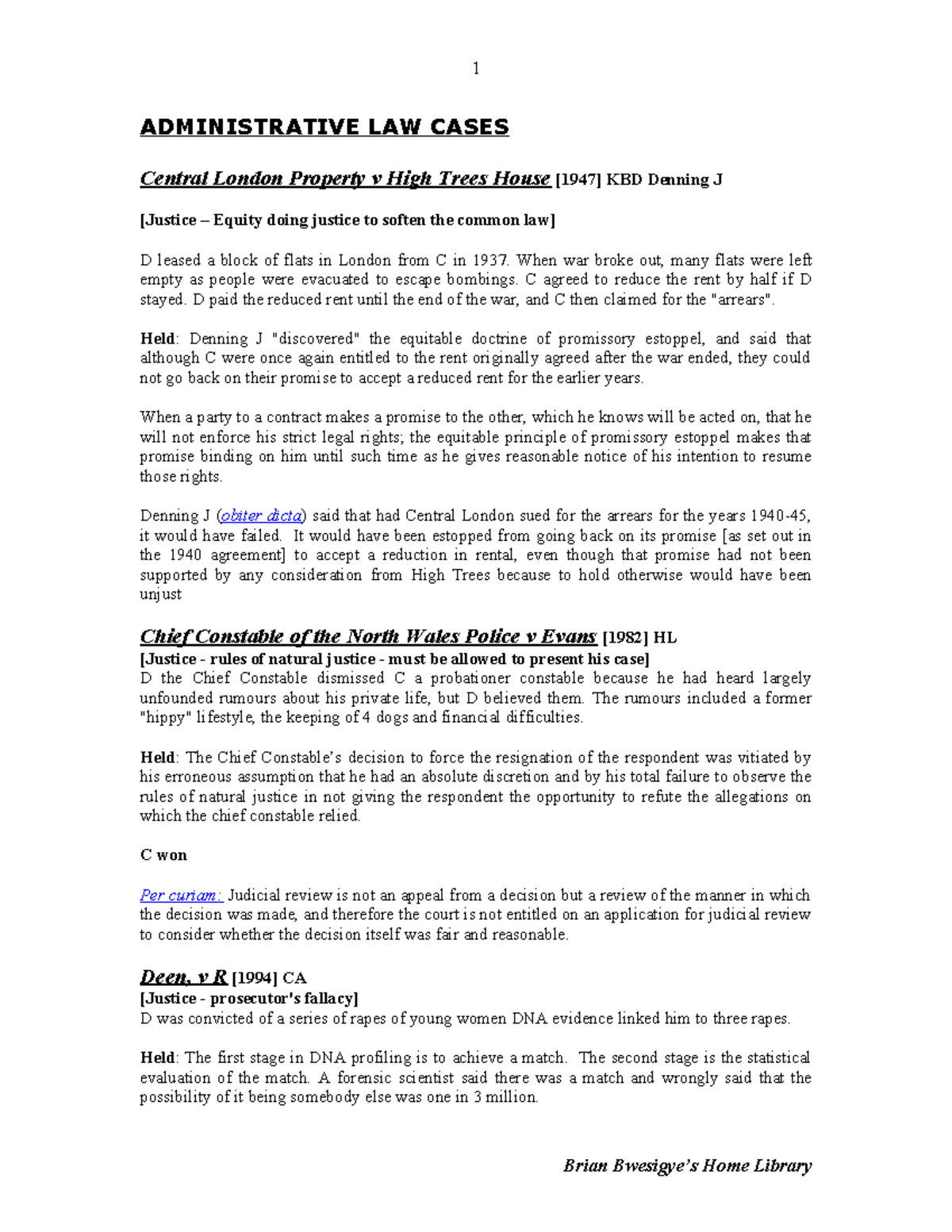 Administrative LAW Cases - ADMINISTRATIVE LAW CASES Central London ...