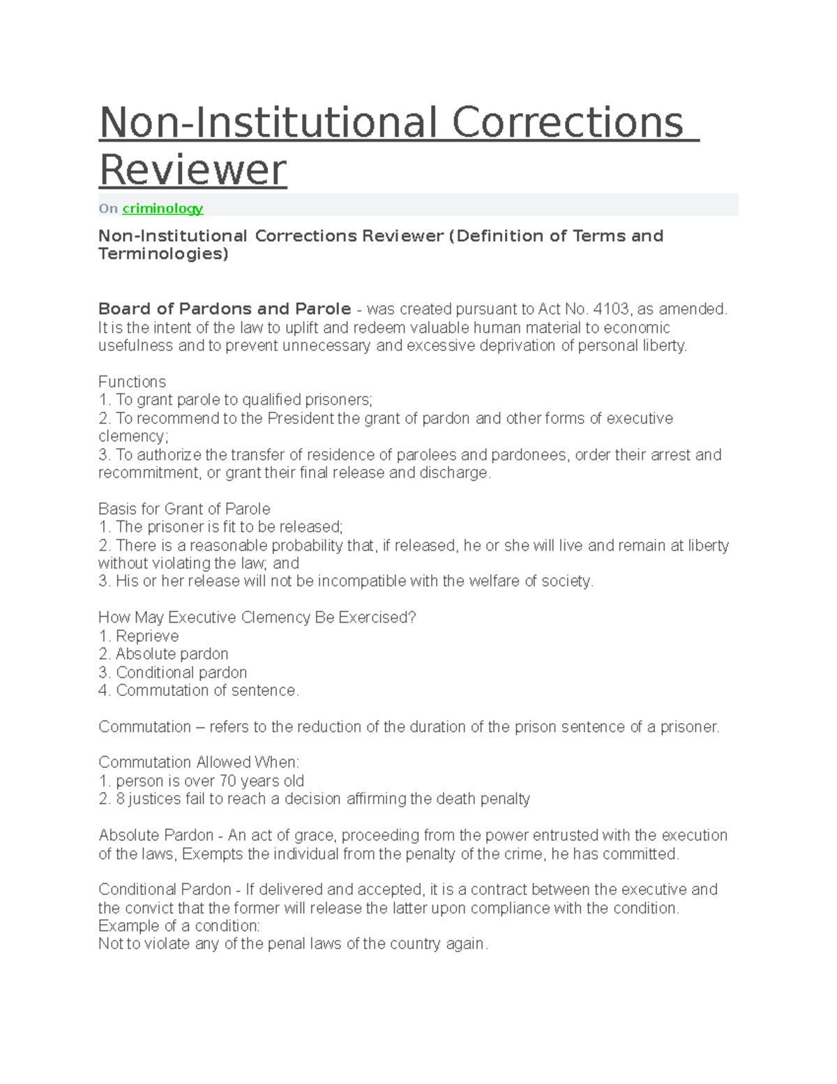 CA2 Reviewer - Non-Institutional Corrections Reviewer On criminology ...