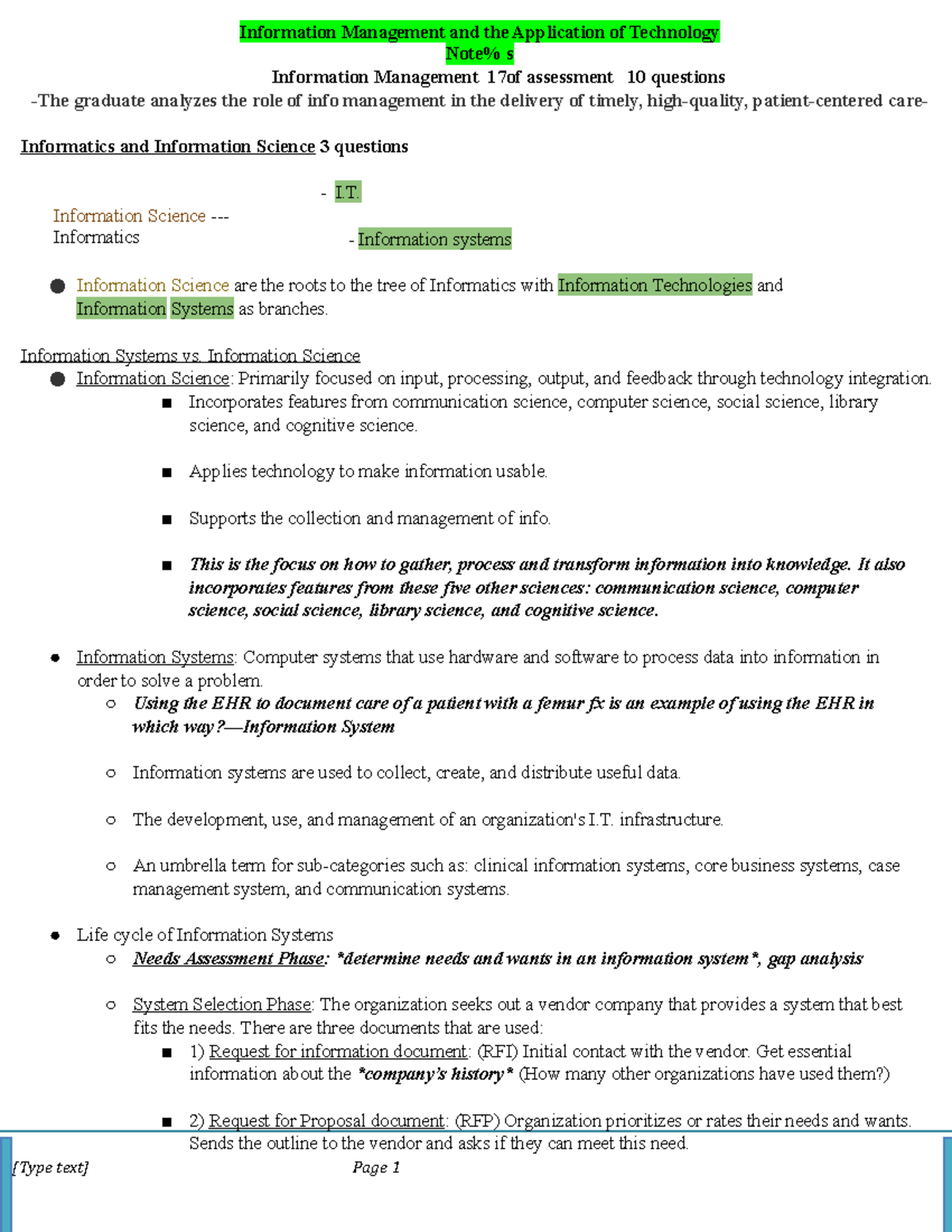 C468 IT study guide - Information Management and the Application of ...