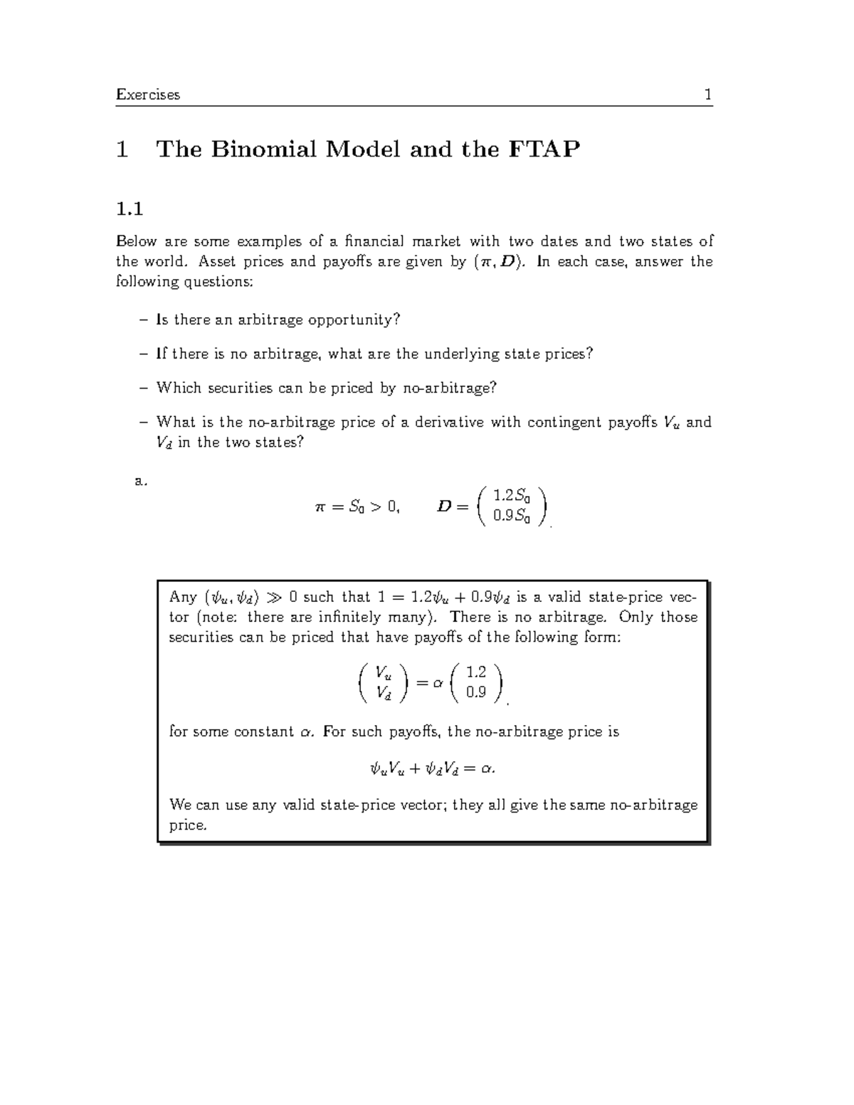 FM322 Binomial Model and FTAP - 1 The Binomial Model and the FTAP 1 ...
