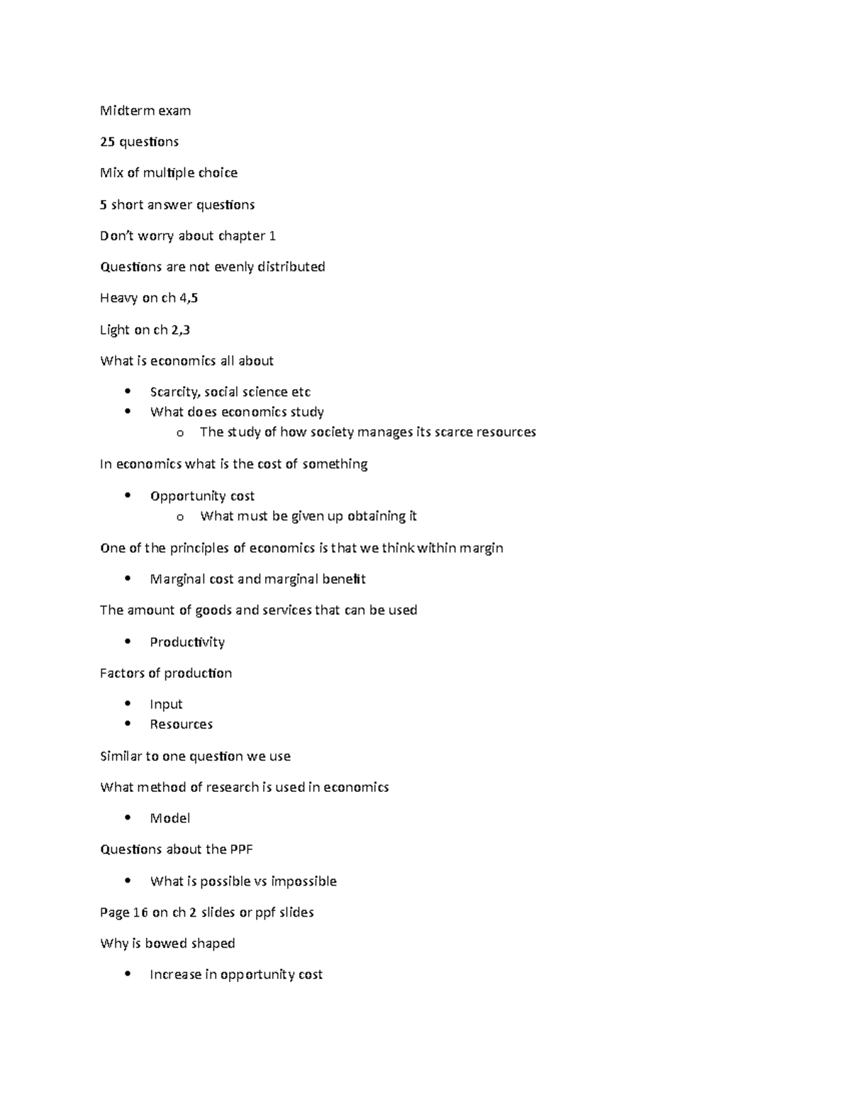 Midterm Review - Midterm exam 25 questions Mix of multiple choice 5 ...