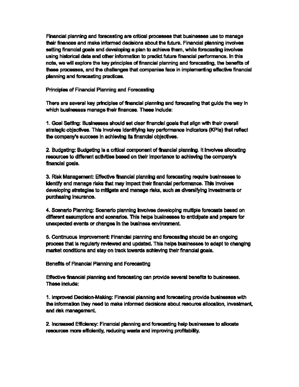 Financial planning and forecasting - (BUS8375) - Studocu