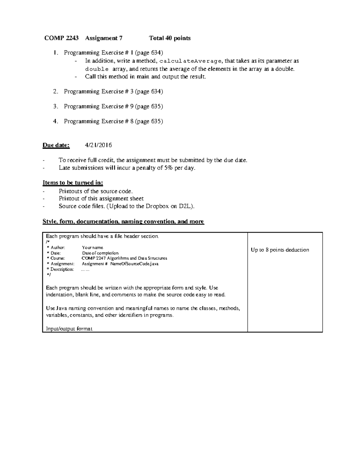 A7 - COMP 2243 - Programming and Problem Solving - COMP 2243 Assignment ...