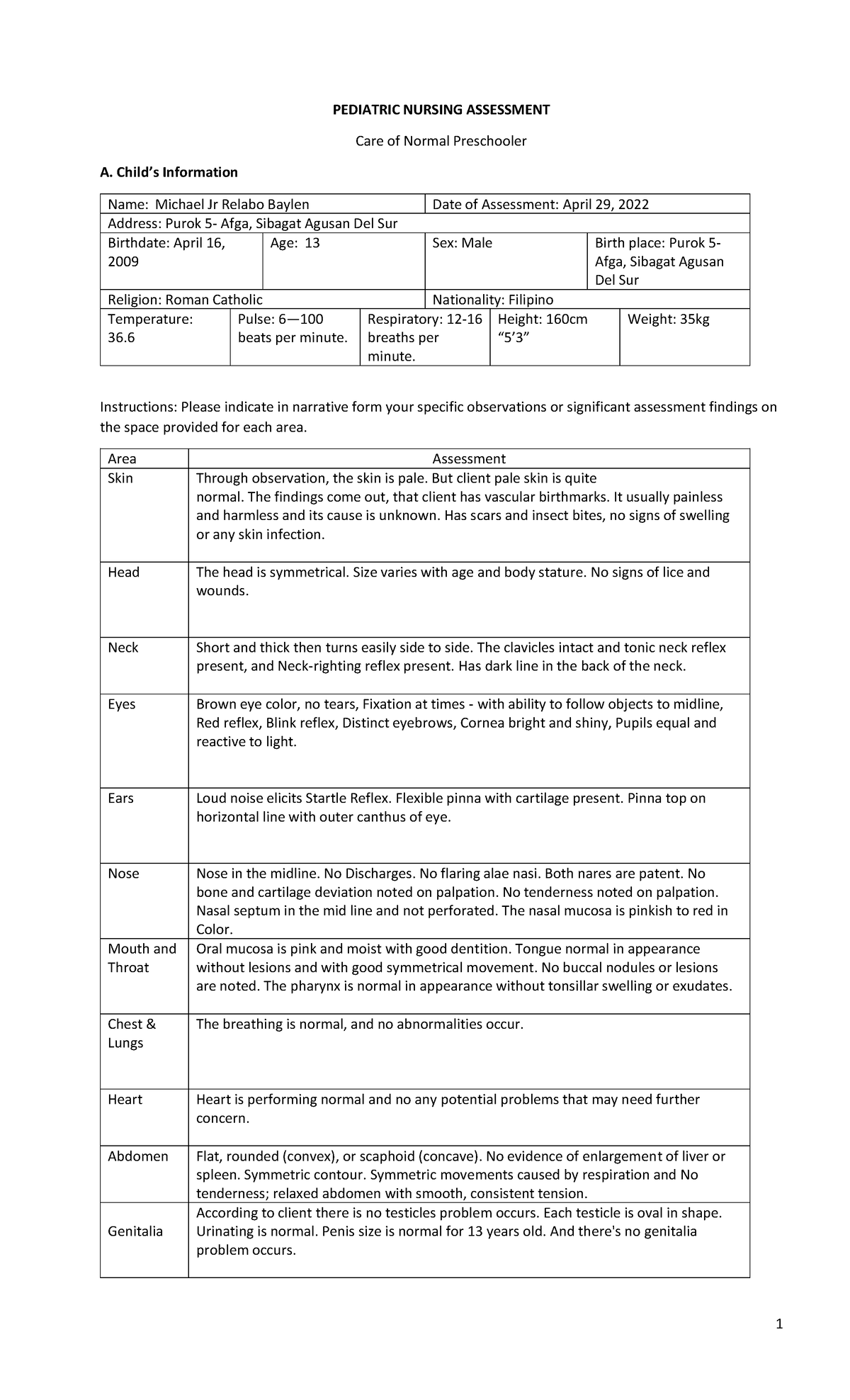 Pediatric Assessment Kit maternal and child - Maternal and Child Health ...