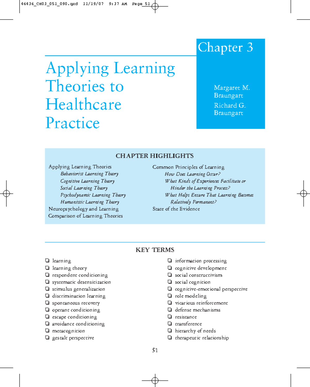 Chapter 2 - Chapter 3 Applying Learning Theories to Healthcare Practice ...