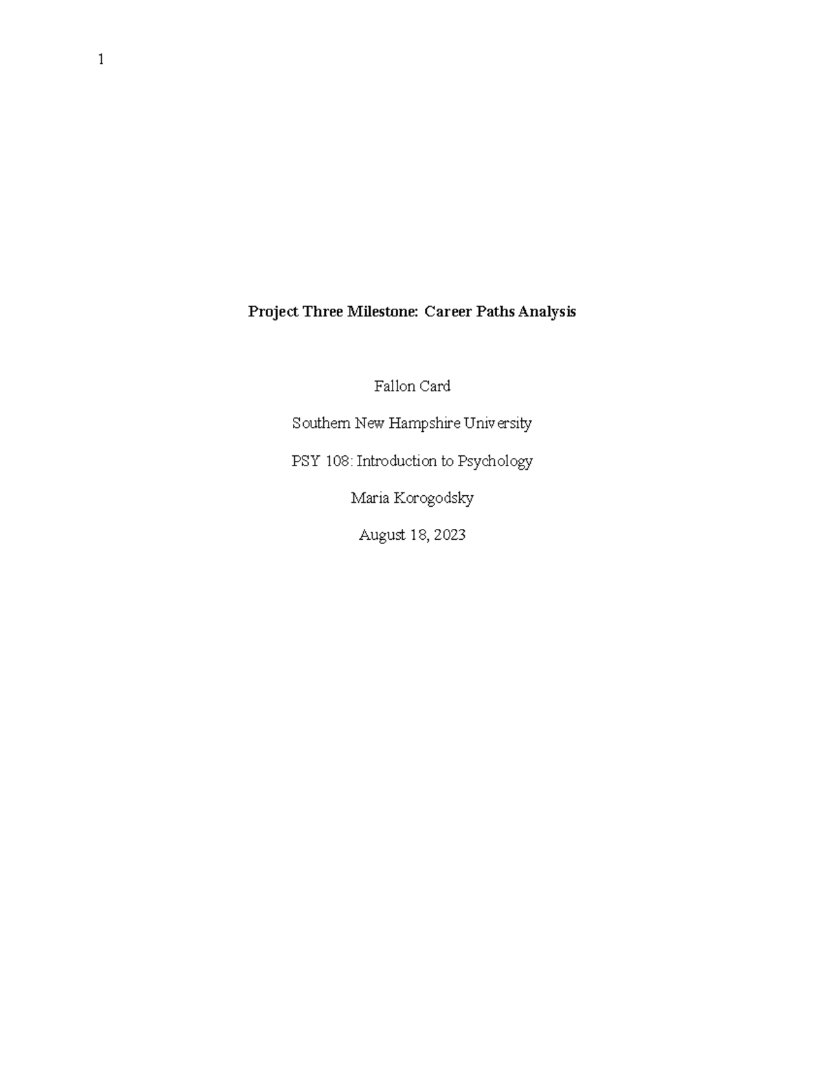 PSY108 Project Three Milestone - Job Roles and Responsibilities The ...