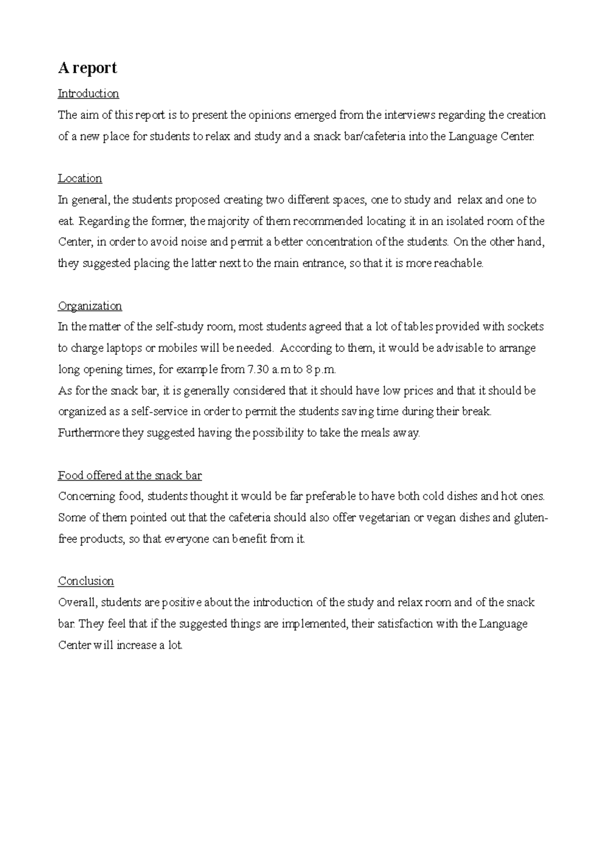 Example of a report - A report Introduction The aim of this report is ...