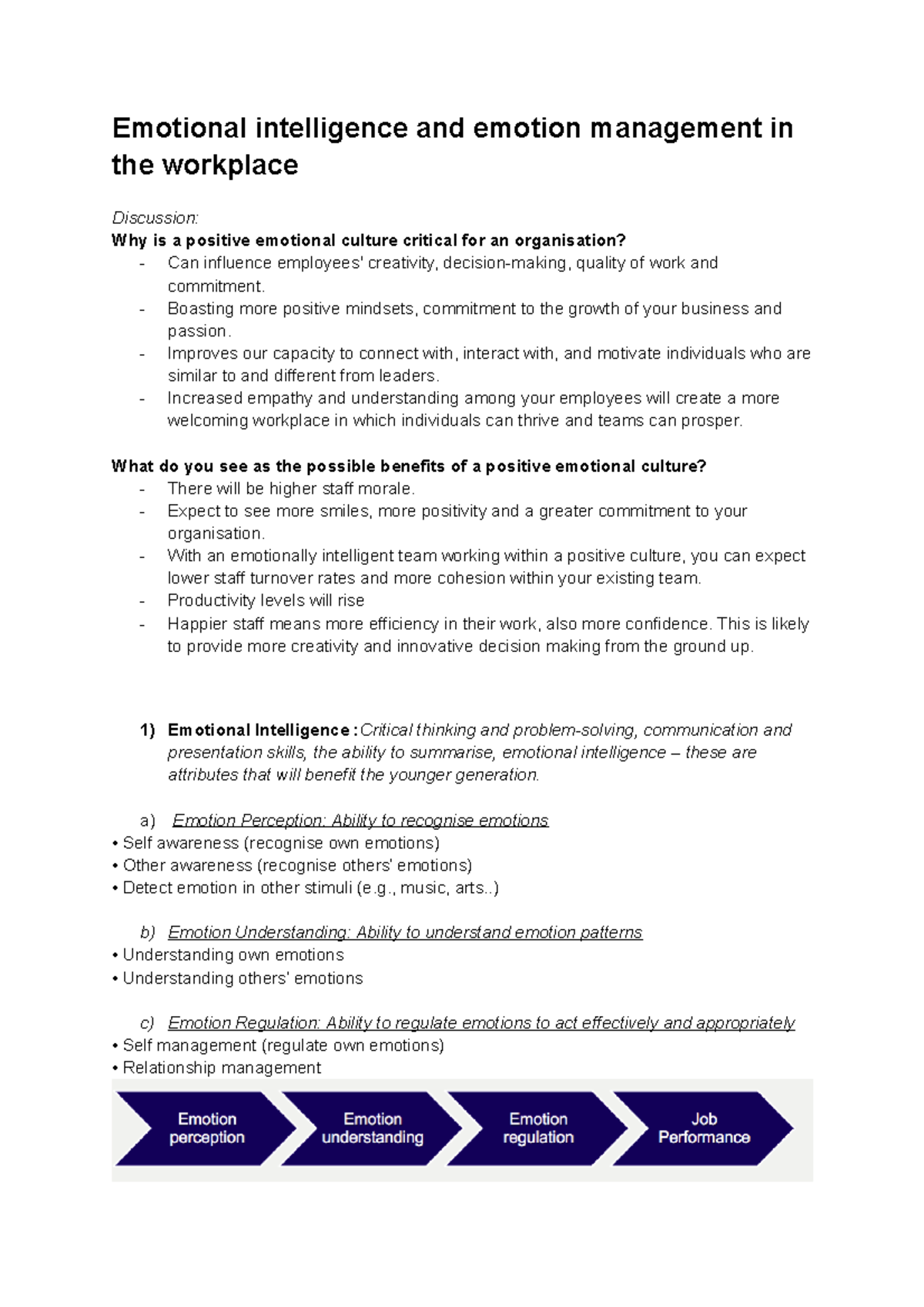 W7 - lecture notes - Emotional intelligence and emotion management in ...