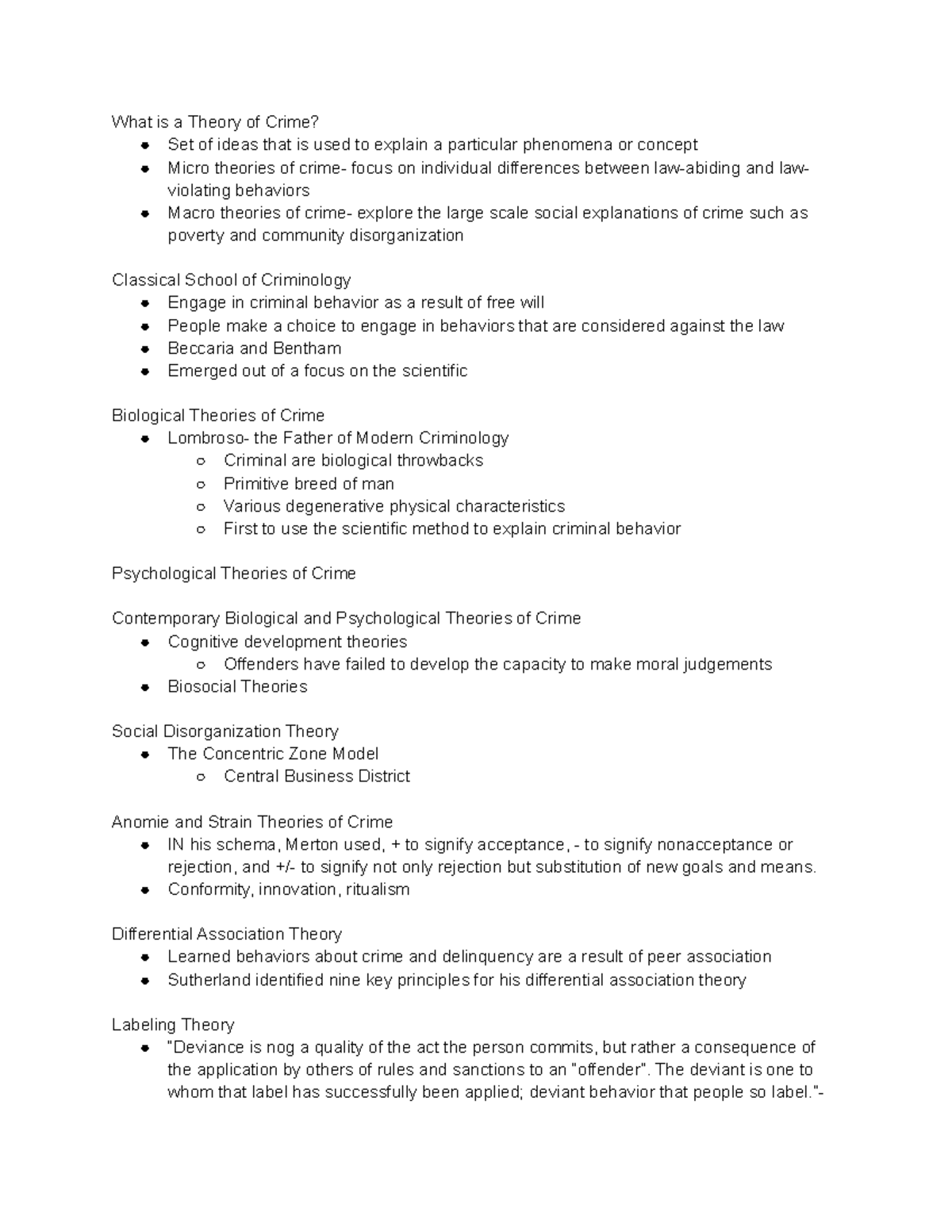 Chapter Four Explanations of Criminal Behavior - What is a Theory of ...