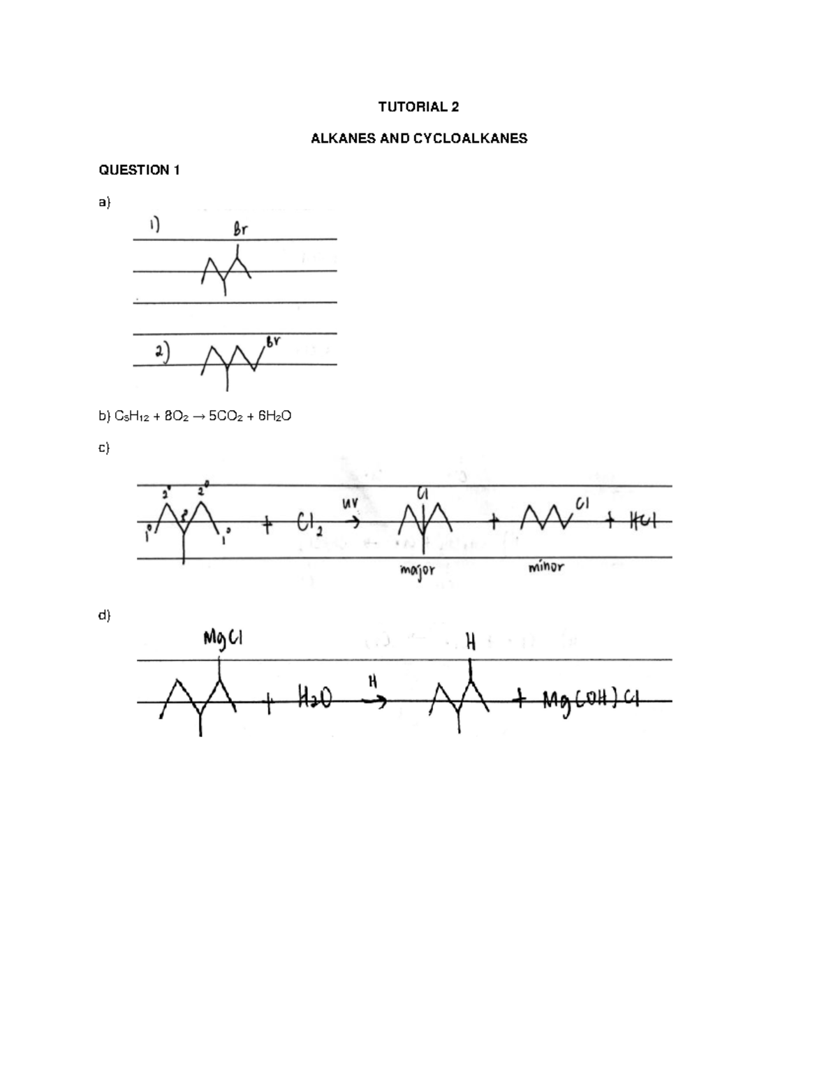Chapter 2 - SEMESTER 3 - Fundamental of Organic Chemistry - TUTORIAL 2 ALKANES AND CYCLOALKANES ...