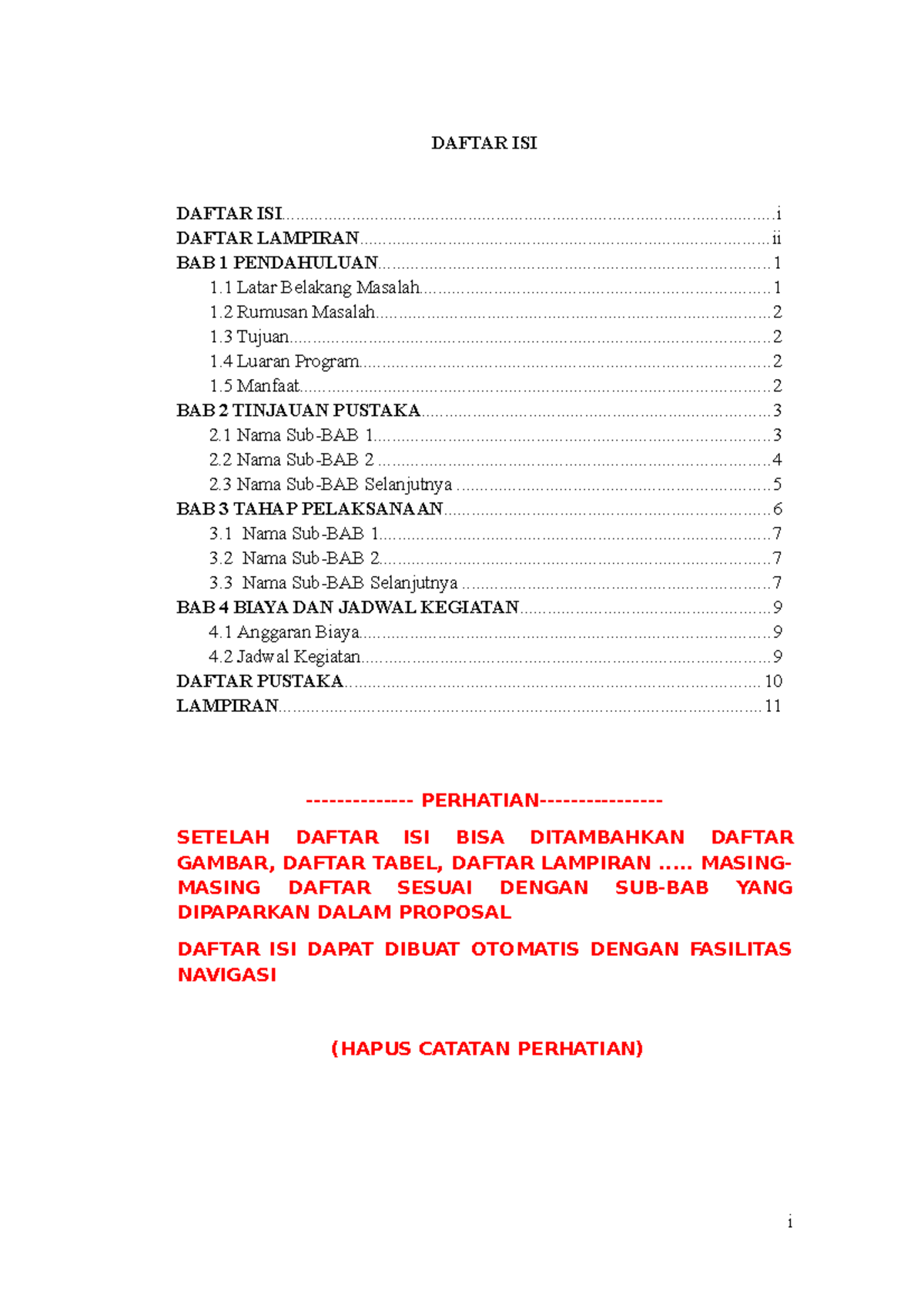 3. UMS- Template PKM KC Tahun 2021 - DAFTAR ISI DAFTAR ISI - Studocu