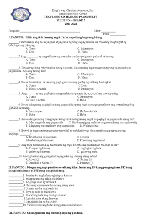 Science 8 Topics (1ST Quarter) - a Page 1 of 60 ________________ Grade ...