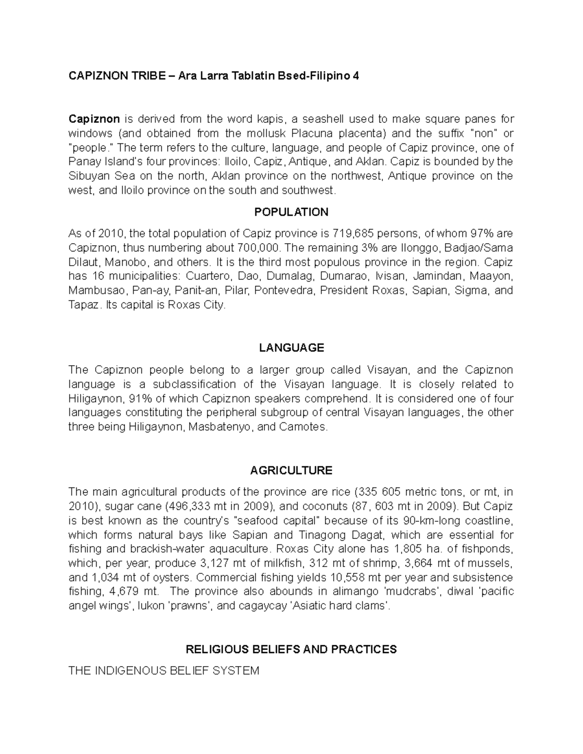 Capiznon- Tribe Tablatin - CAPIZNON TRIBE – Ara Larra Tablatin Bsed ...