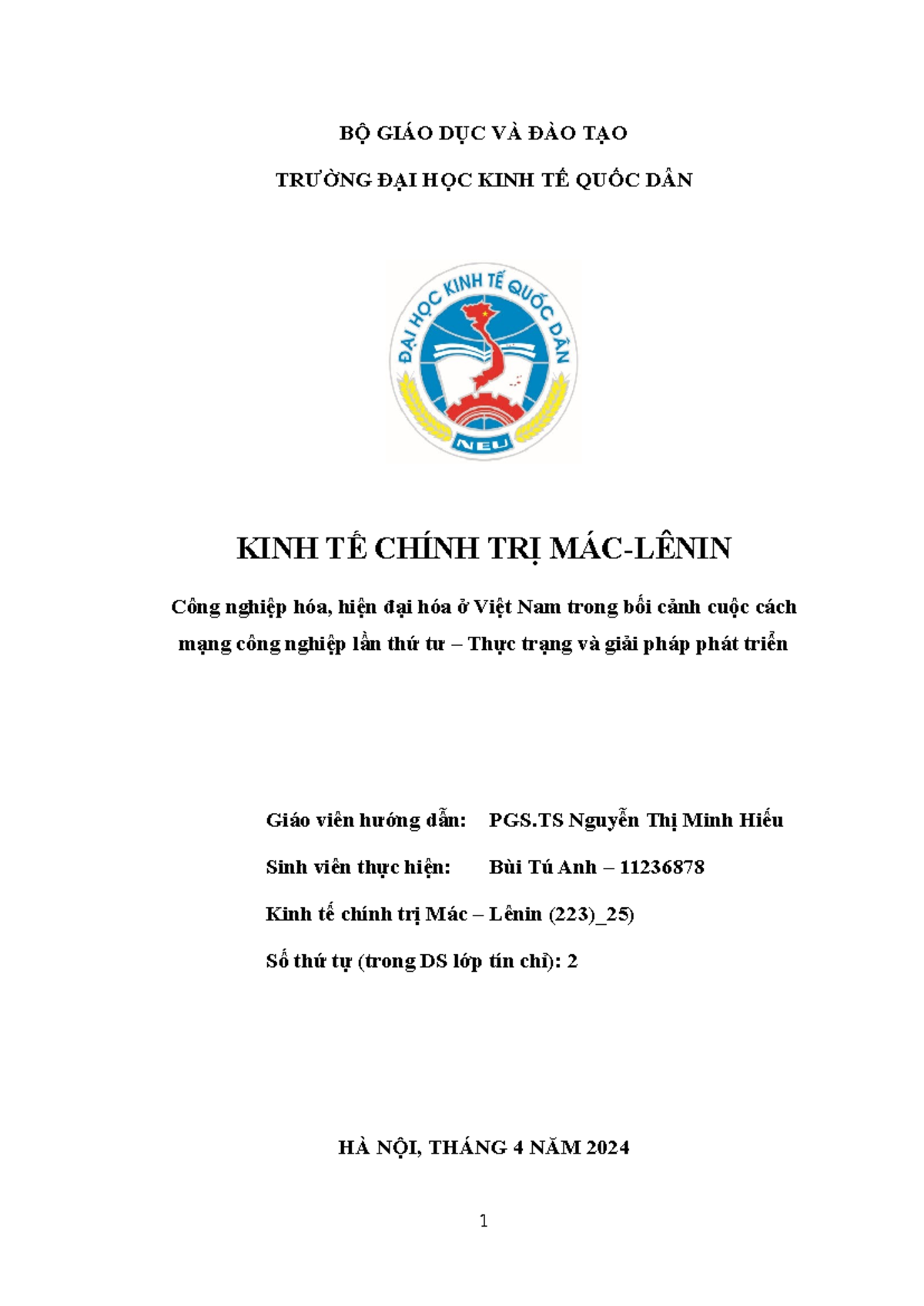 Ktctm-LN - bài tập lớn kinh tế chính trị mác - BỘ GIÁO DỤC VÀ ĐÀO TẠO TRƯỜNG ĐẠI HỌC KINH TẾ ...