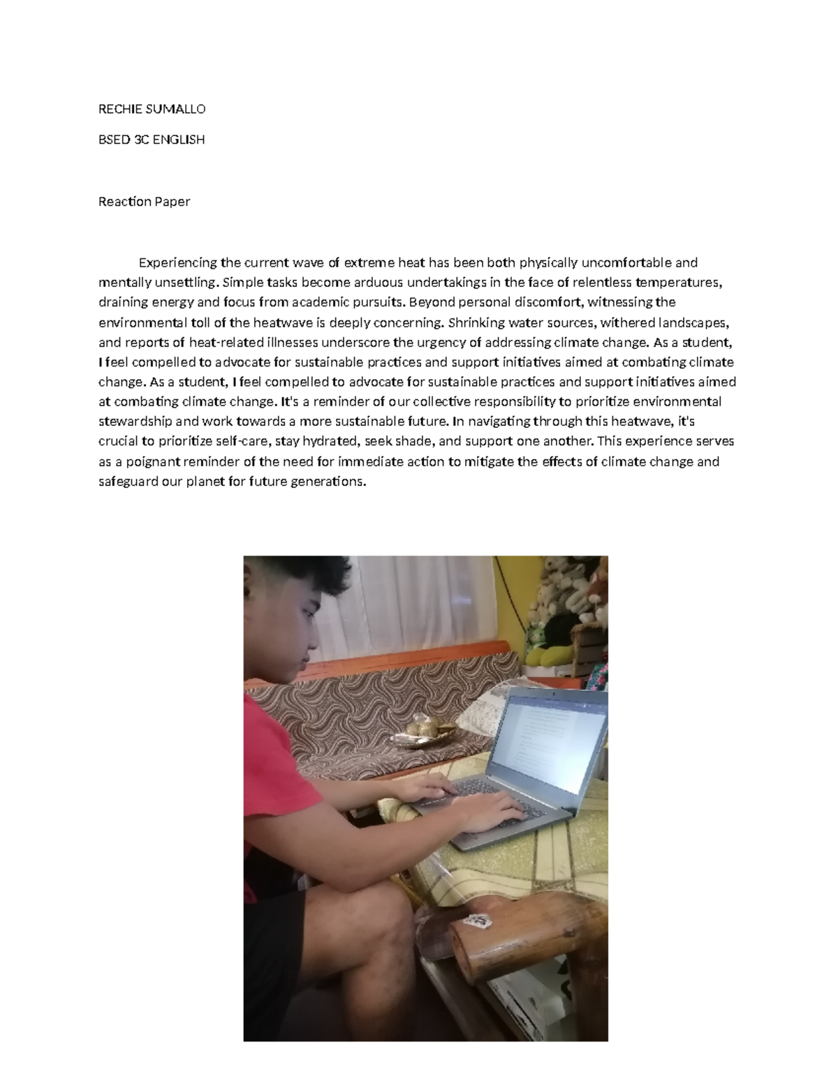 Reaction paper - gfff - RECHIE SUMALLO BSED 3C ENGLISH Reaction Paper ...