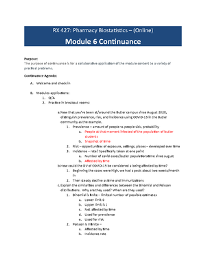 Module 1 Continuance - Biostatistics Practice Problems and worksheets ...