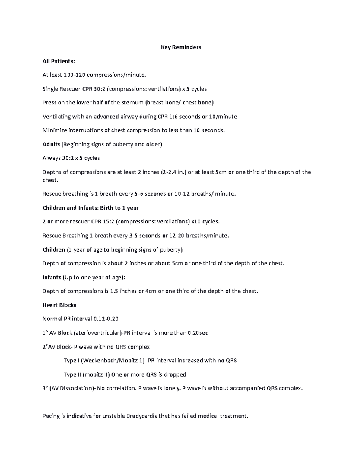 Key Reminders for ACLS and BLS - Key Reminders All Patients: At least ...