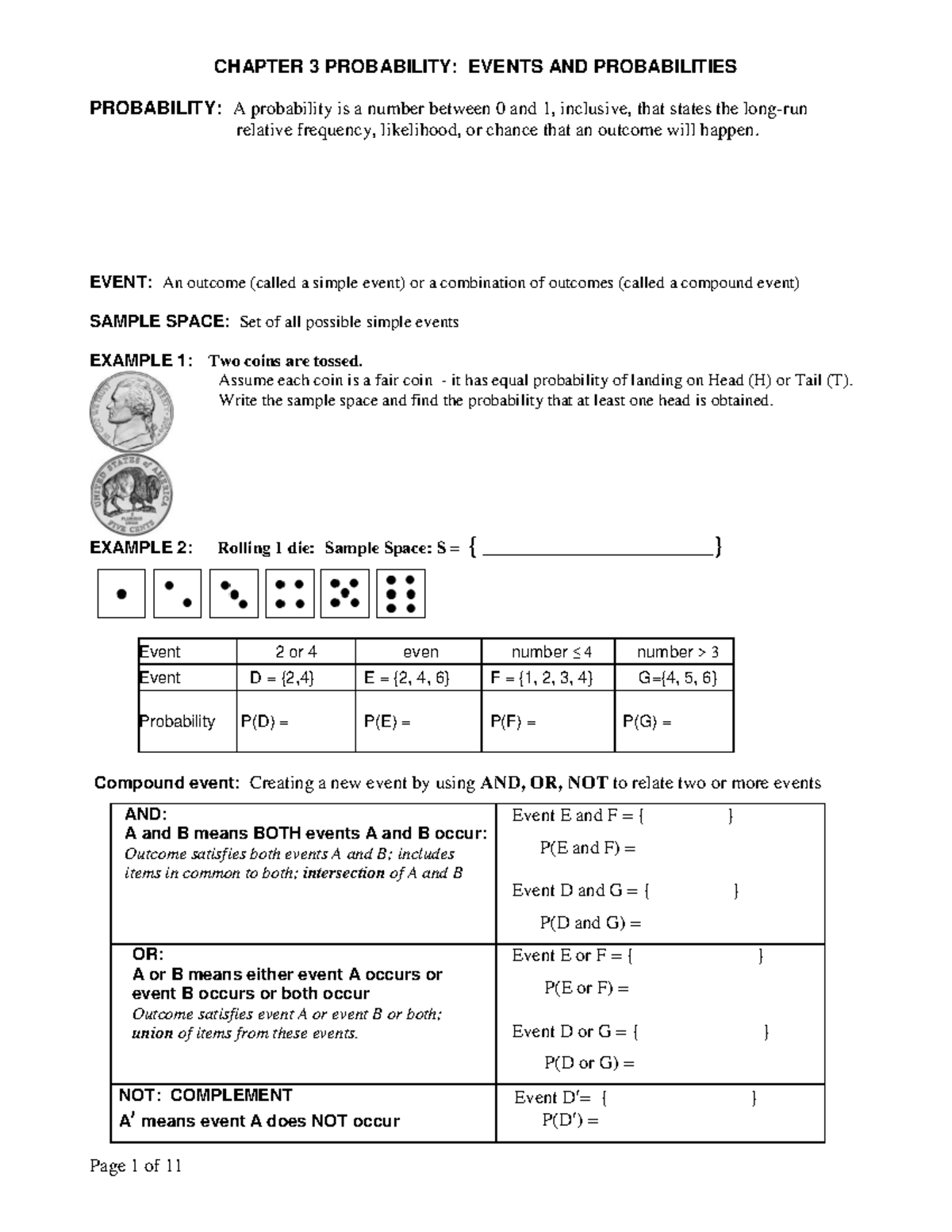 M10 Ch3 Probability Notes 2018 Winter - CHAPTER 3 PROBABILITY: EVENTS ...