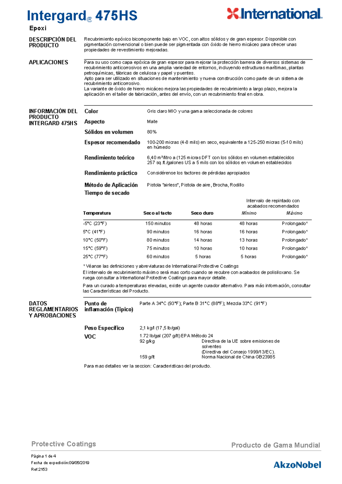 Intergard 475HS - Recubrimiento epóxico bicomponente bajo en VOC, con ...