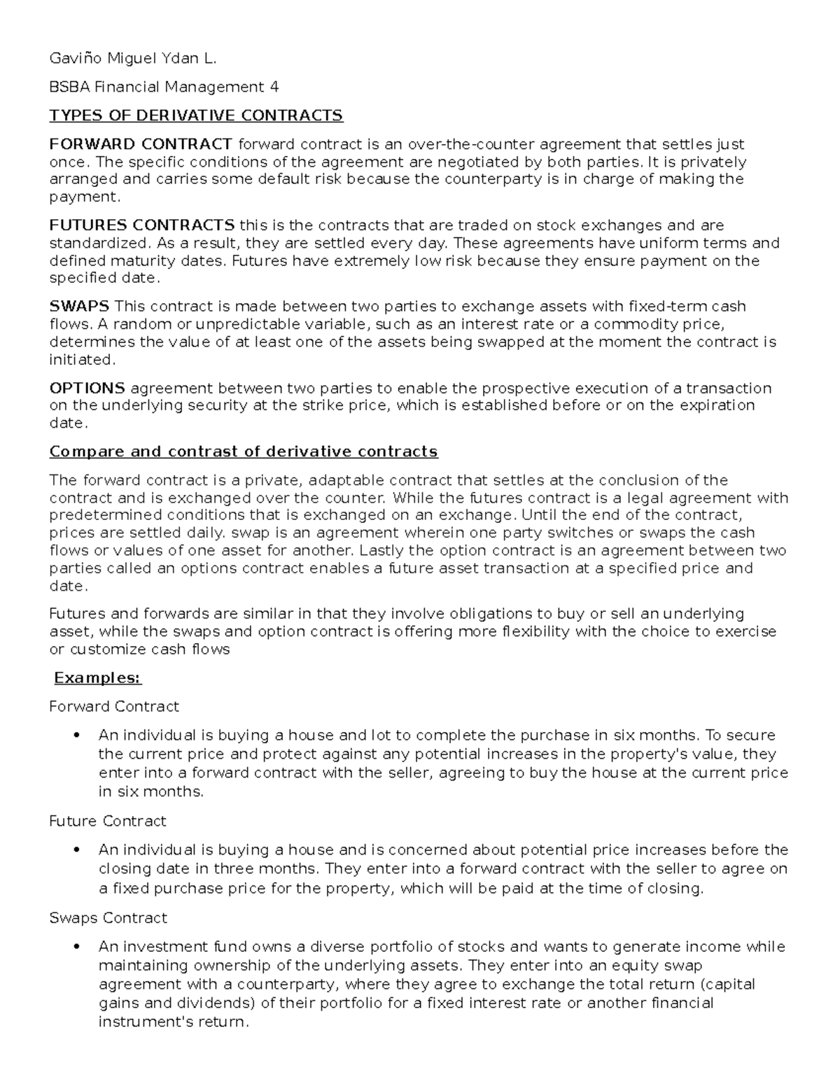 Financial controllership - Gaviño Miguel Ydan L. BSBA Financial ...