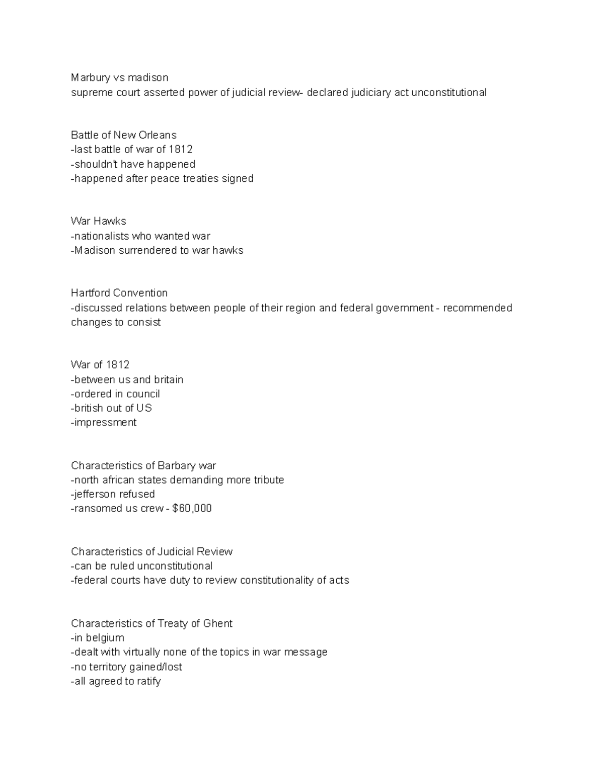 Battle of New Orleans, Hartford Convention, War Hawks - Marbury vs ...