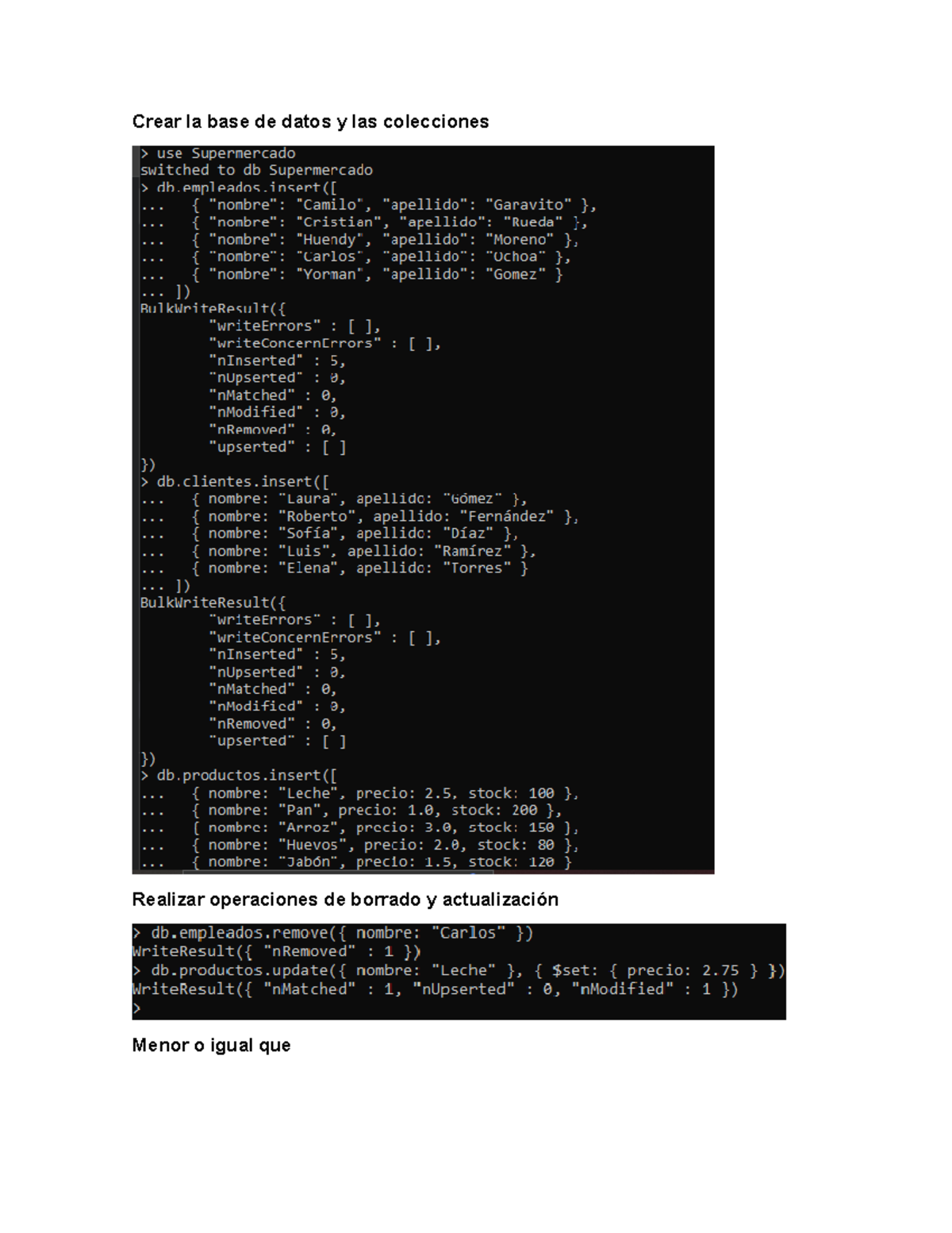 Tarea 2 - Desarrollo de bases de datos No SQL - diseño de base de datos - Crear la base de datos ...