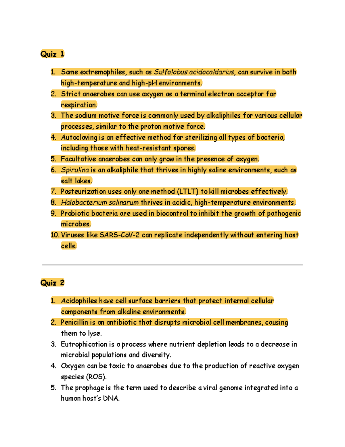 Quiz 6 copy - practice quiz - Quiz 1 1. Some extremophiles, such as ...