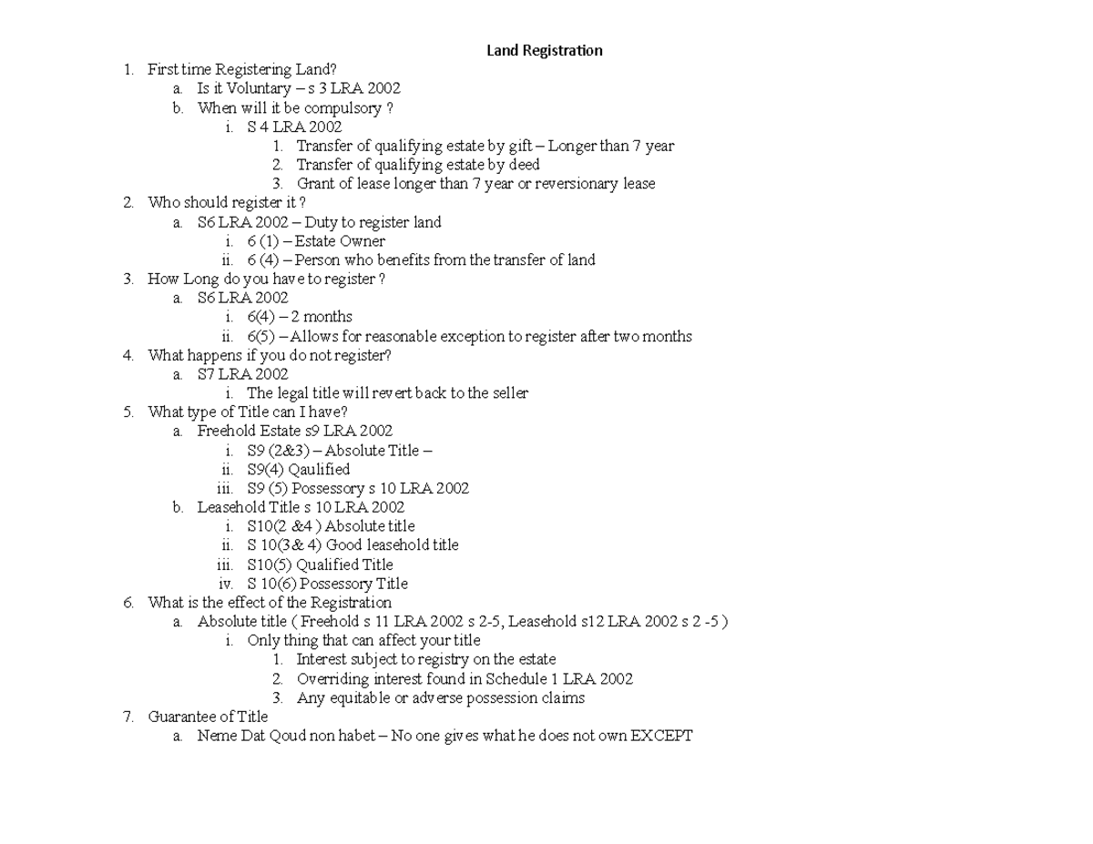 Land Registration - PQ flowchart - Land Registration 1. First time ...