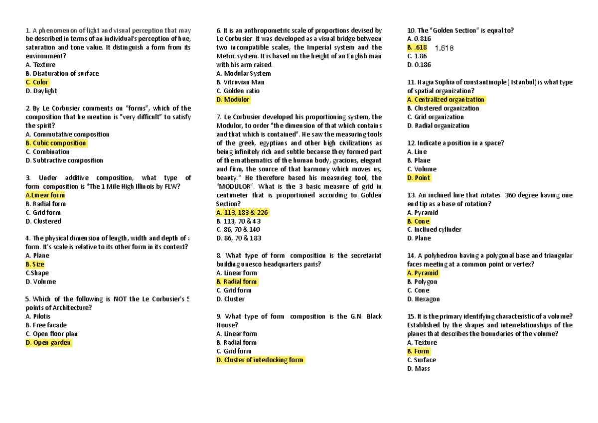 TOA Prac Exam answer key - A phenomenon of light and visual perception ...