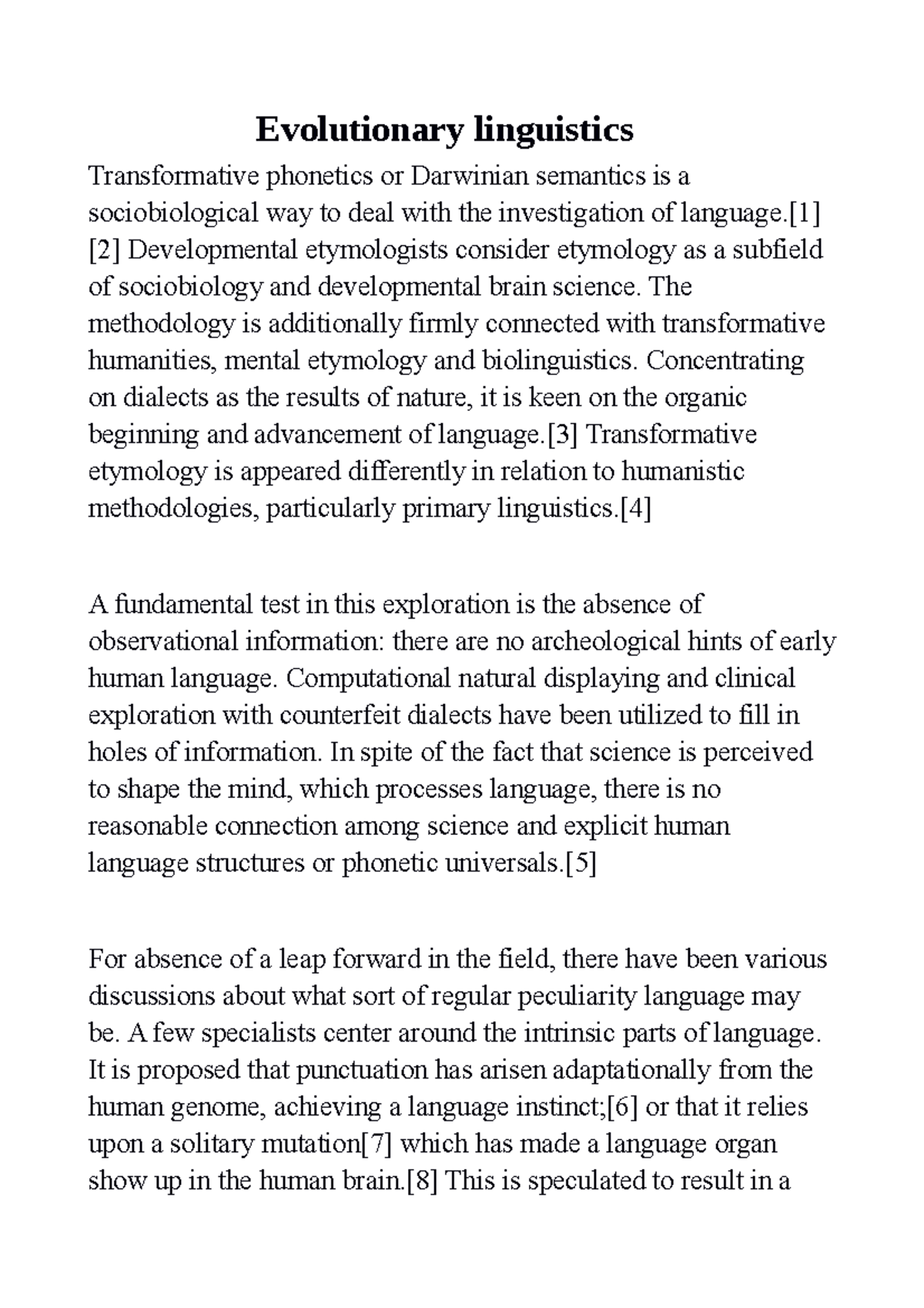 Evolutionary linguistics - Evolutionary linguistics Transformative ...