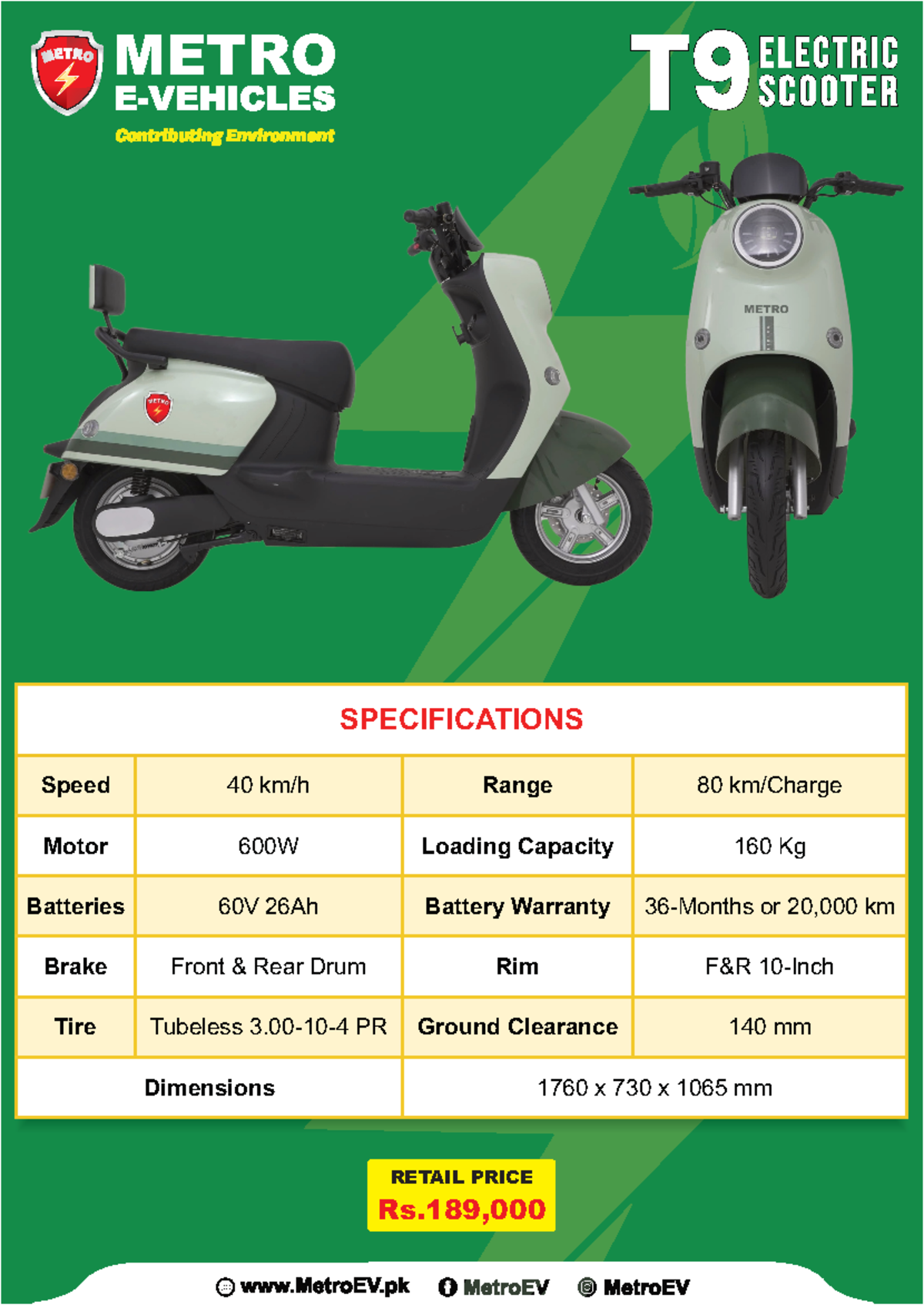 Metro - Power - Power Electronics - METRO SPECIFICATIONS Speed 40 km/h ...