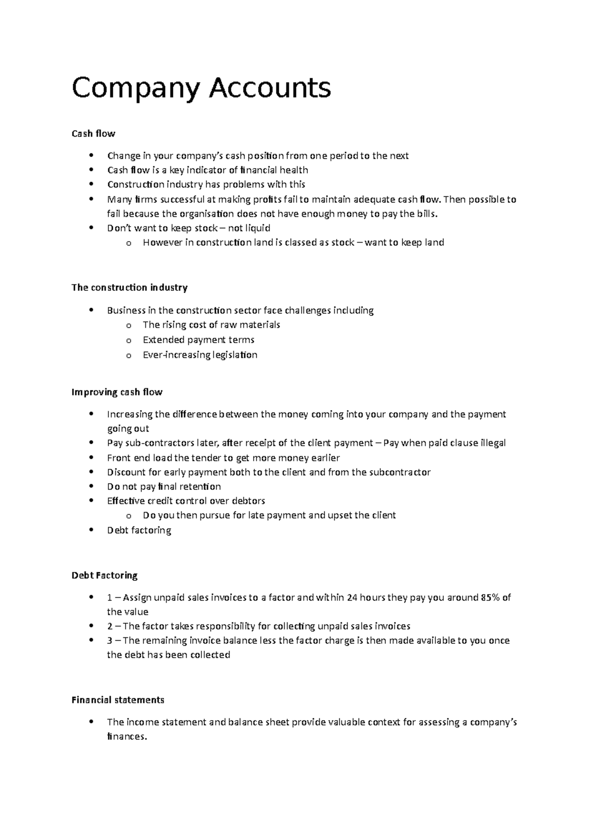 Lecture 4 - Company Accounts - Company Accounts Cash flow Change in ...