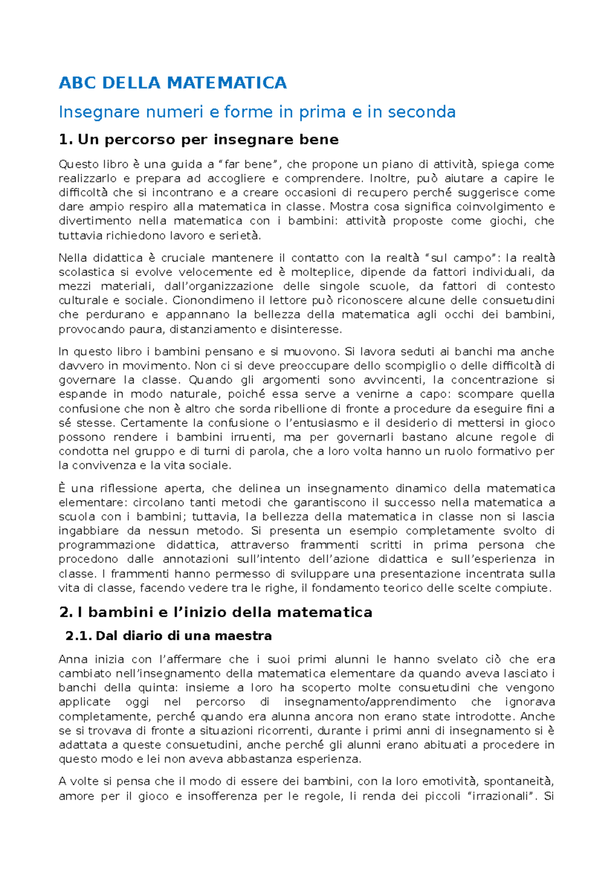 ABC Della Matematica - ABC DELLA MATEMATICA Insegnare numeri e forme in ...