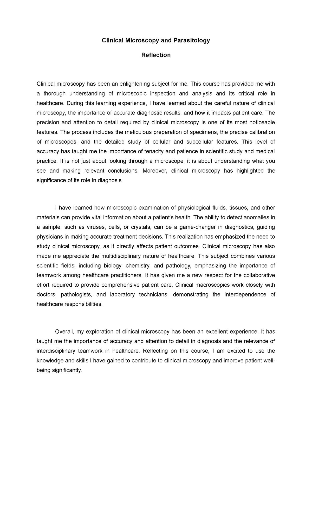 Clinical Microscopy and Parasitology - Clinical Microscopy and ...