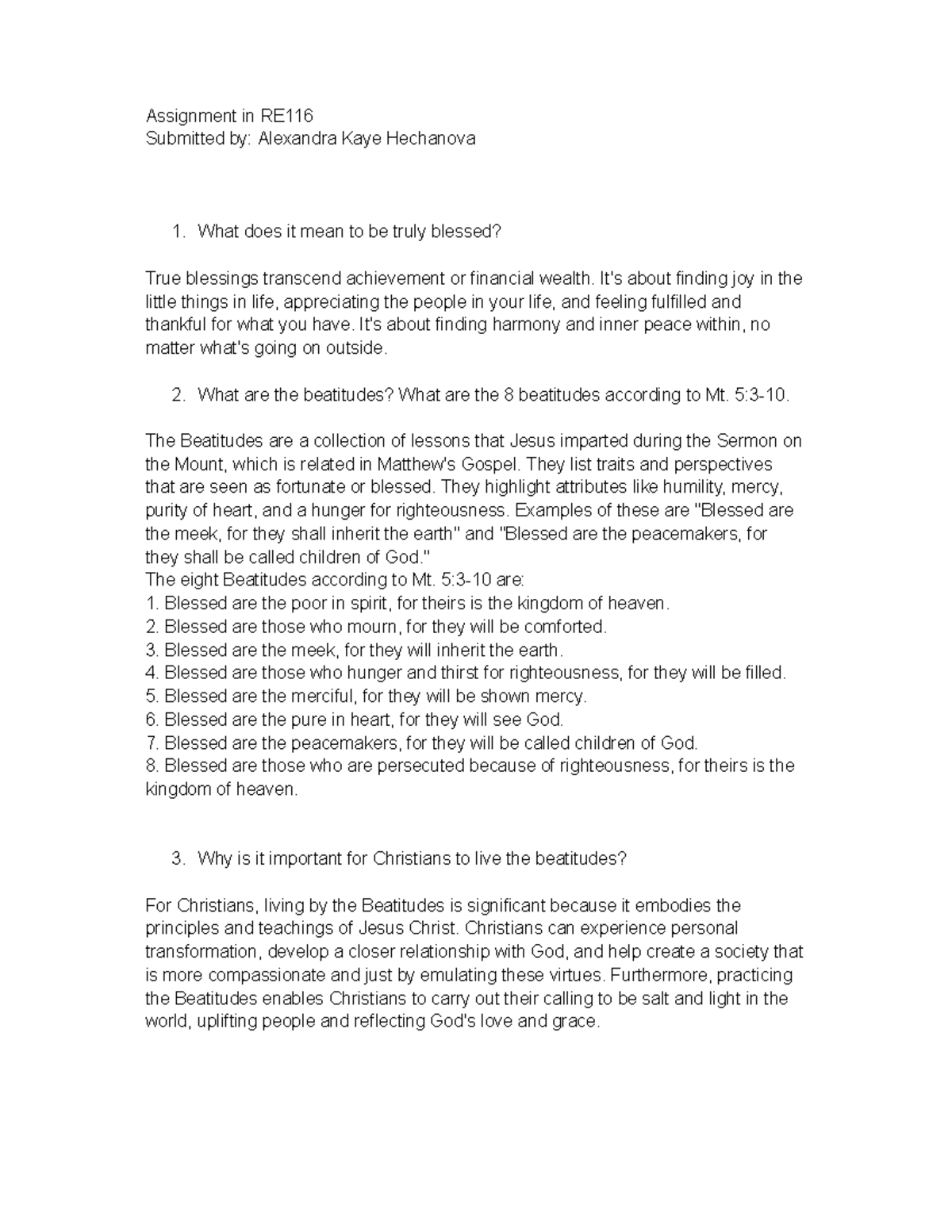 RE%20last%20hw - Religious education - Assignment in RE1 16 Submitted ...