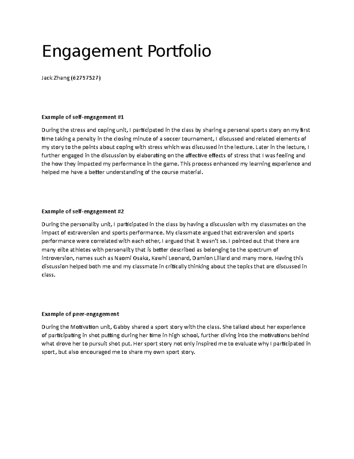 Engagement portfolio PSCY311 - Engagement Portfolio Jack Zhang ...