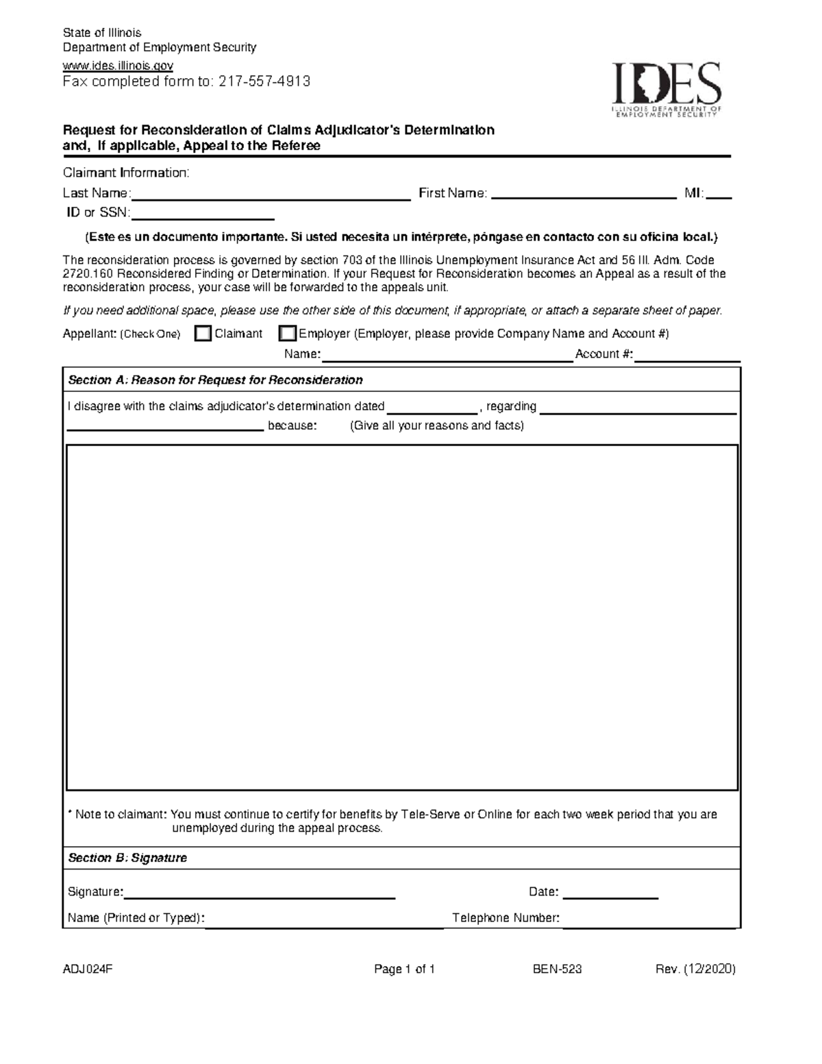 ADJ024FC - homework - State of Illinois Department of Employment ...