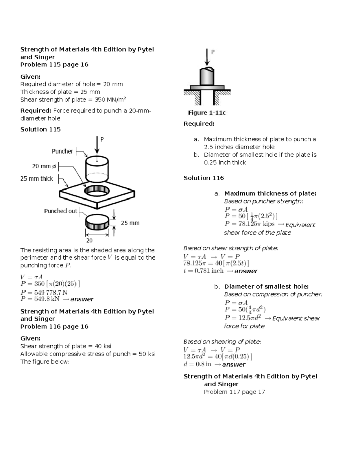 Pdfcoffee - A practice material for math lovers and engineers - Strength of Materials 4th ...