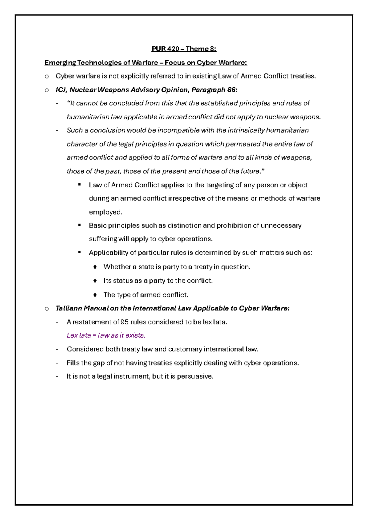 PUR 420 - Theme 8 - Notes - PUR 420 – Theme 8: Emerging Technologies of ...