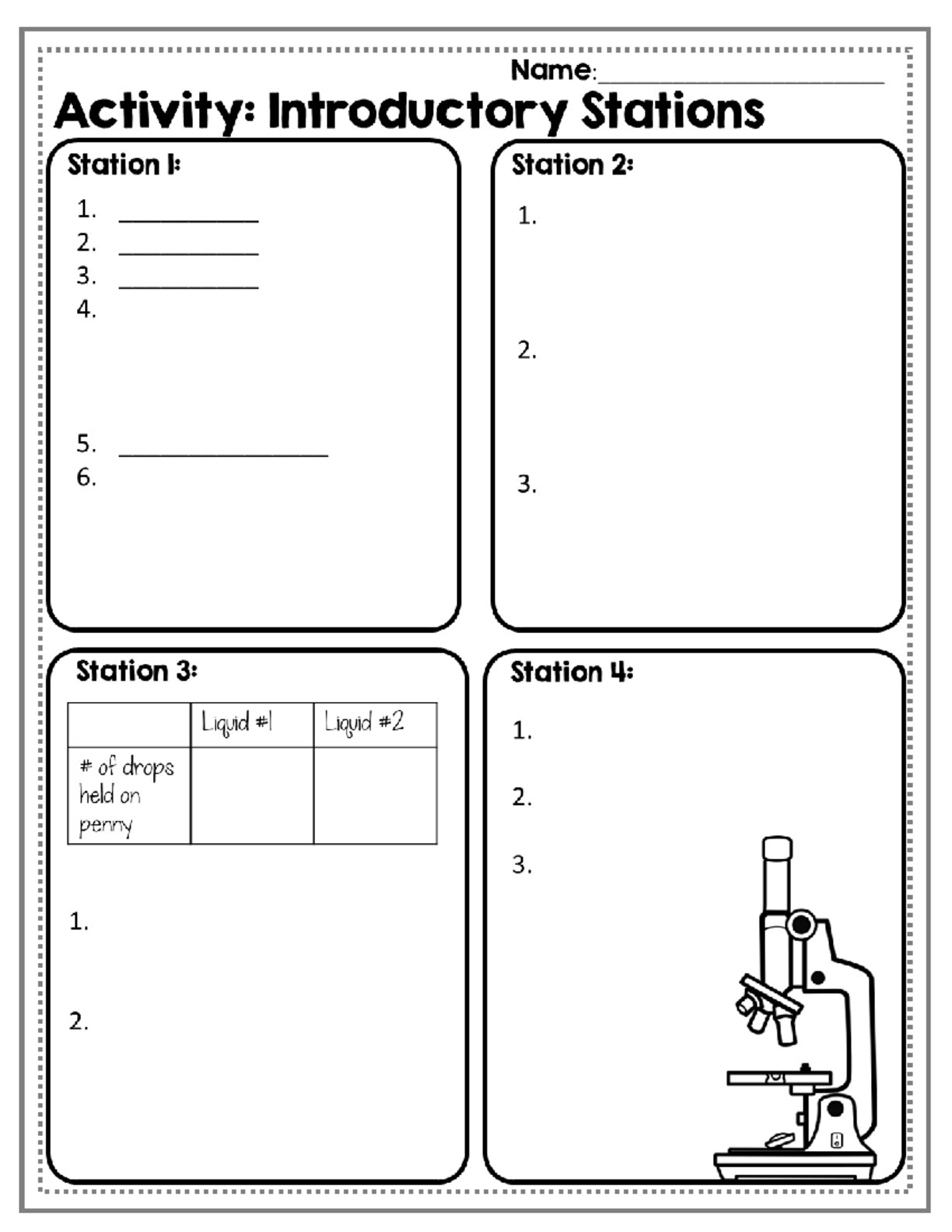 Intro to Biology Stations - Student Handout - BIO 121 - Name: Activity ...