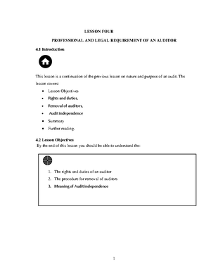 Lesson FIVE - Notes - LESSON FIVE ROLE OF AUDITING STANDARDS AND ...