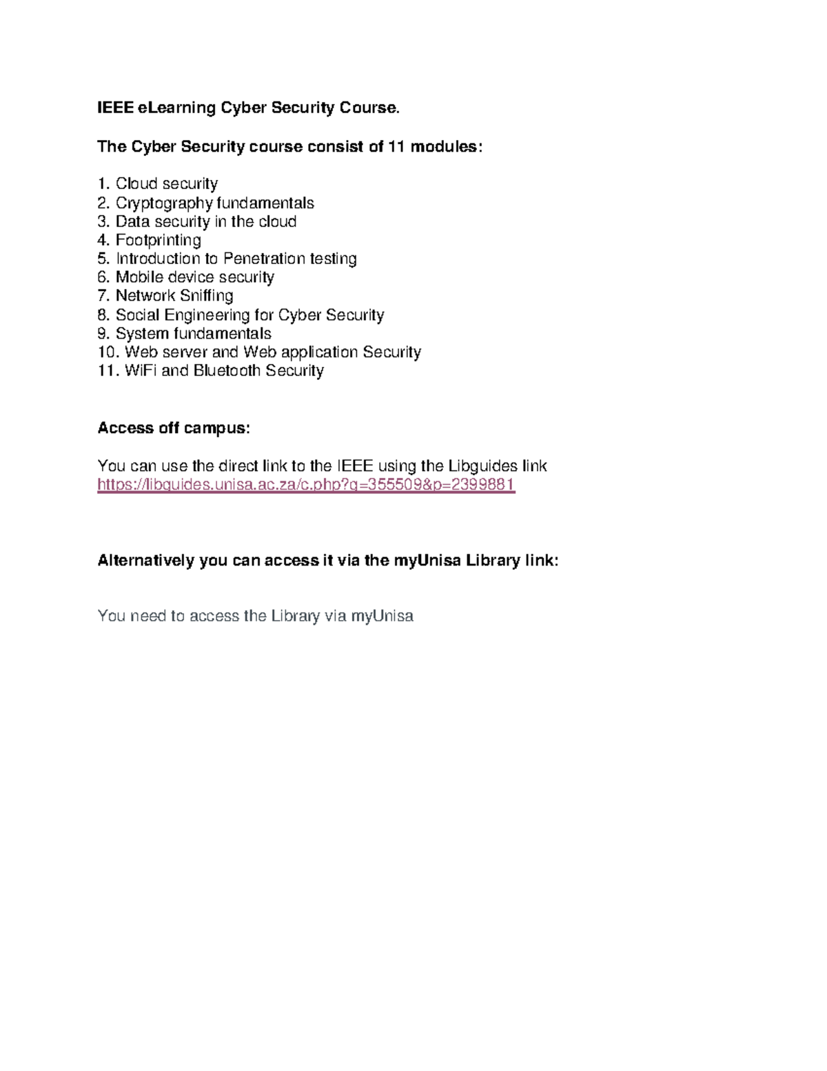 Announcement IEEE e Learning Cyber Security Instructions - IEEE eLearning Cyber Security Course ...