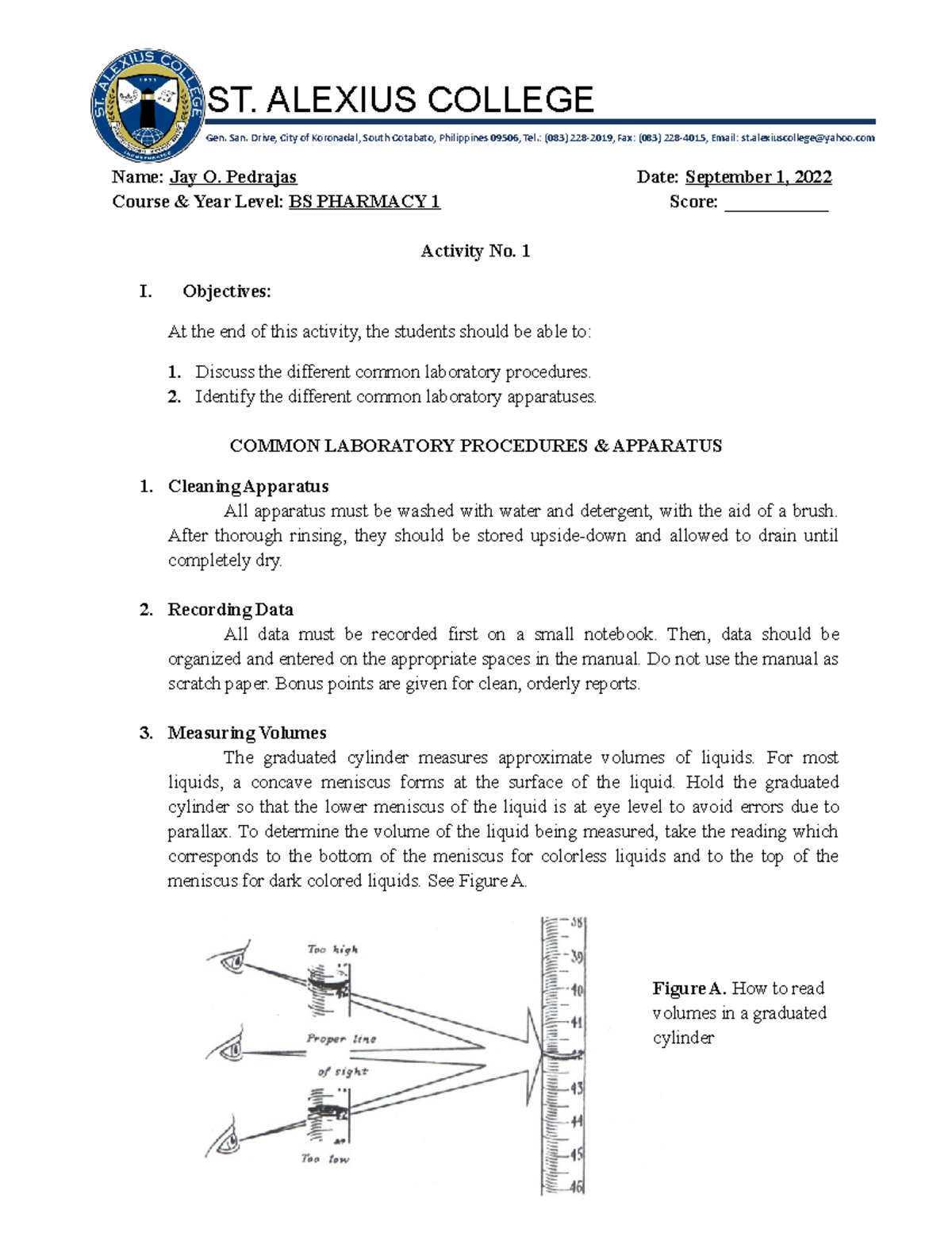 Activity-No.-1.Pedrajas, Jay O - ST. ALEXIUS COLLEGE Name: Jay O ...