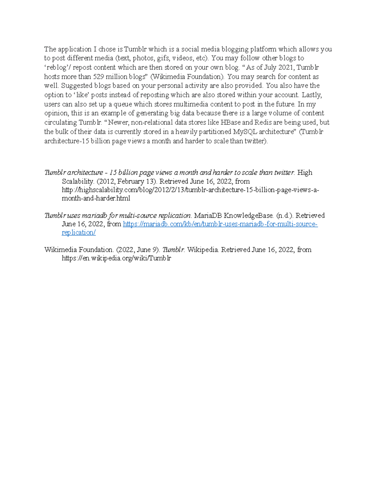 Discussion Post Module 2 - The application I chose is Tumblr which is a ...
