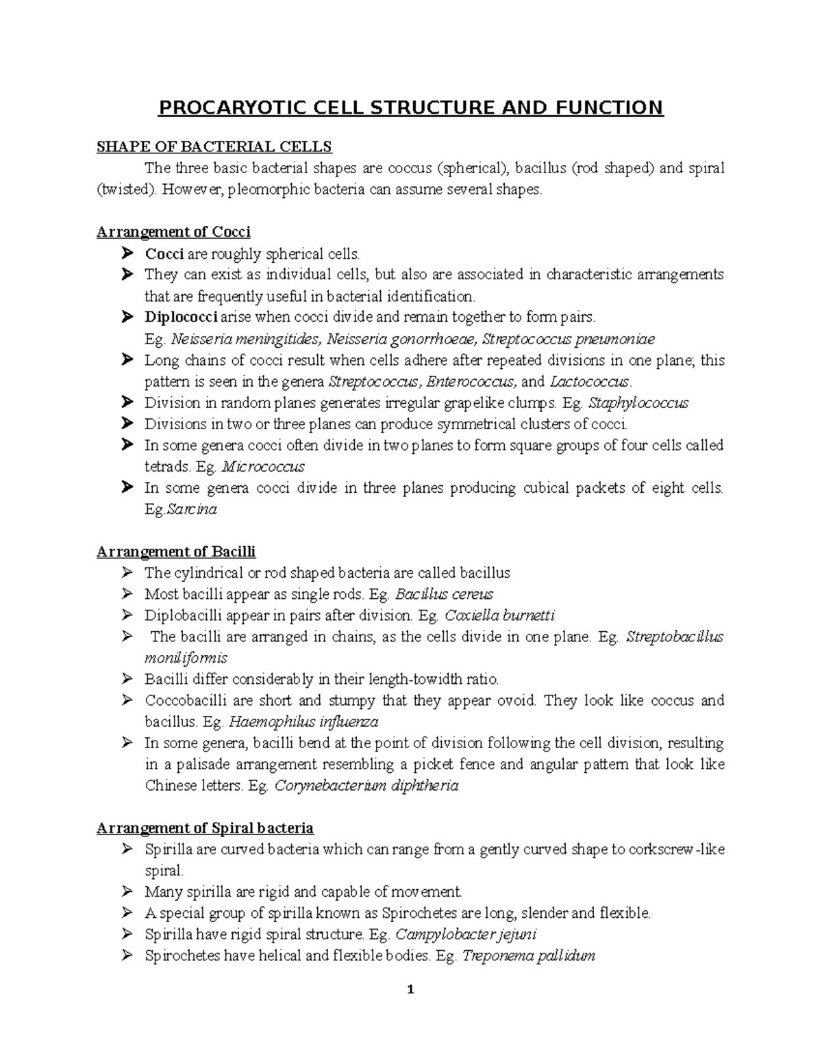 Prokaryotic Cell Lecture Part Procaryotic Cell Structure And Function Shape Of Bacterial