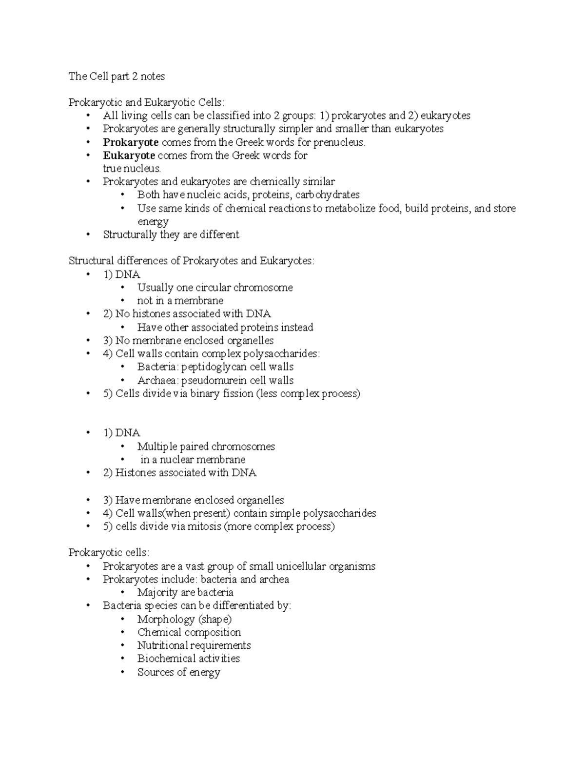 The Cell part 2 notes - MCB 2000L - University of Florida - Studocu