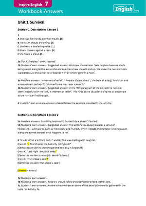 Inspire English Year 8 Teachers Guide sample - Sample content: all ...