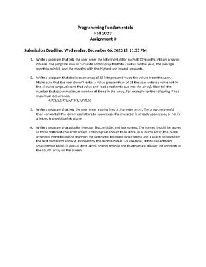 Assignment 1 - FALL 2023 - Programming Fundamentals FALL 2023 ...