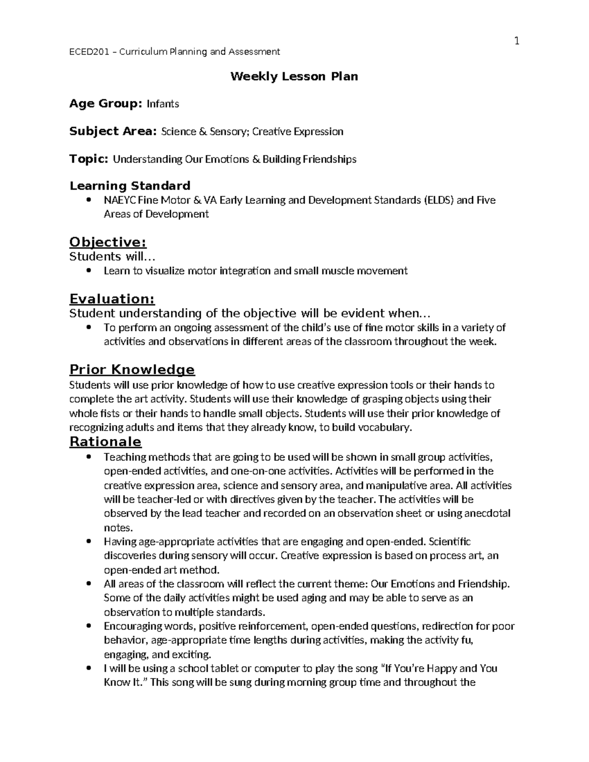 ECED 201 PP W3 Lesson Plan - ECED201 – Curriculum Planning and ...