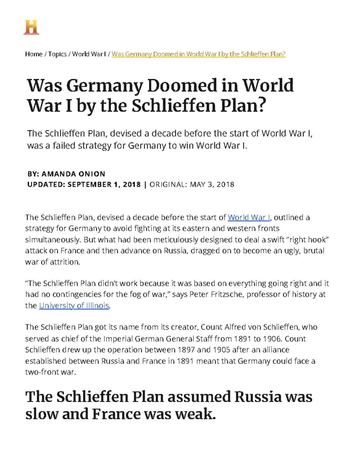 Was Germany Doomed in World War I by the Schlieffen Plan History - The ...